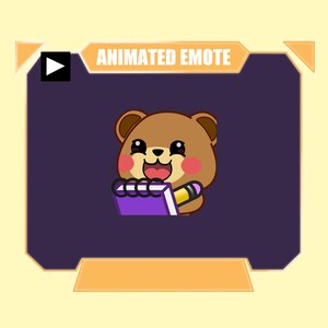 ANIMATED Cute Bear Taking Notes Emote for Twitch Kick Discord Youtube ...