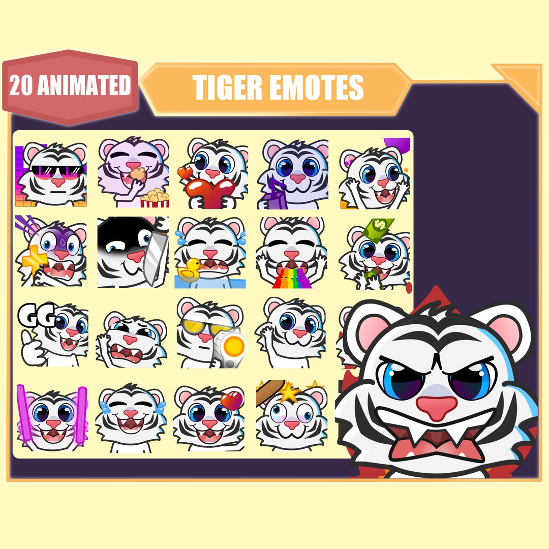 ANIMATED WHITE TIGER Emote Bundle for Twitch | Youtube Emotes | Discord ...