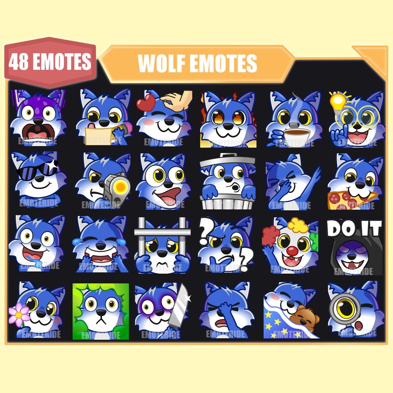 BLUE WOLF Emote Bundle for Twitch Youtube Emotes Discord - Etsy