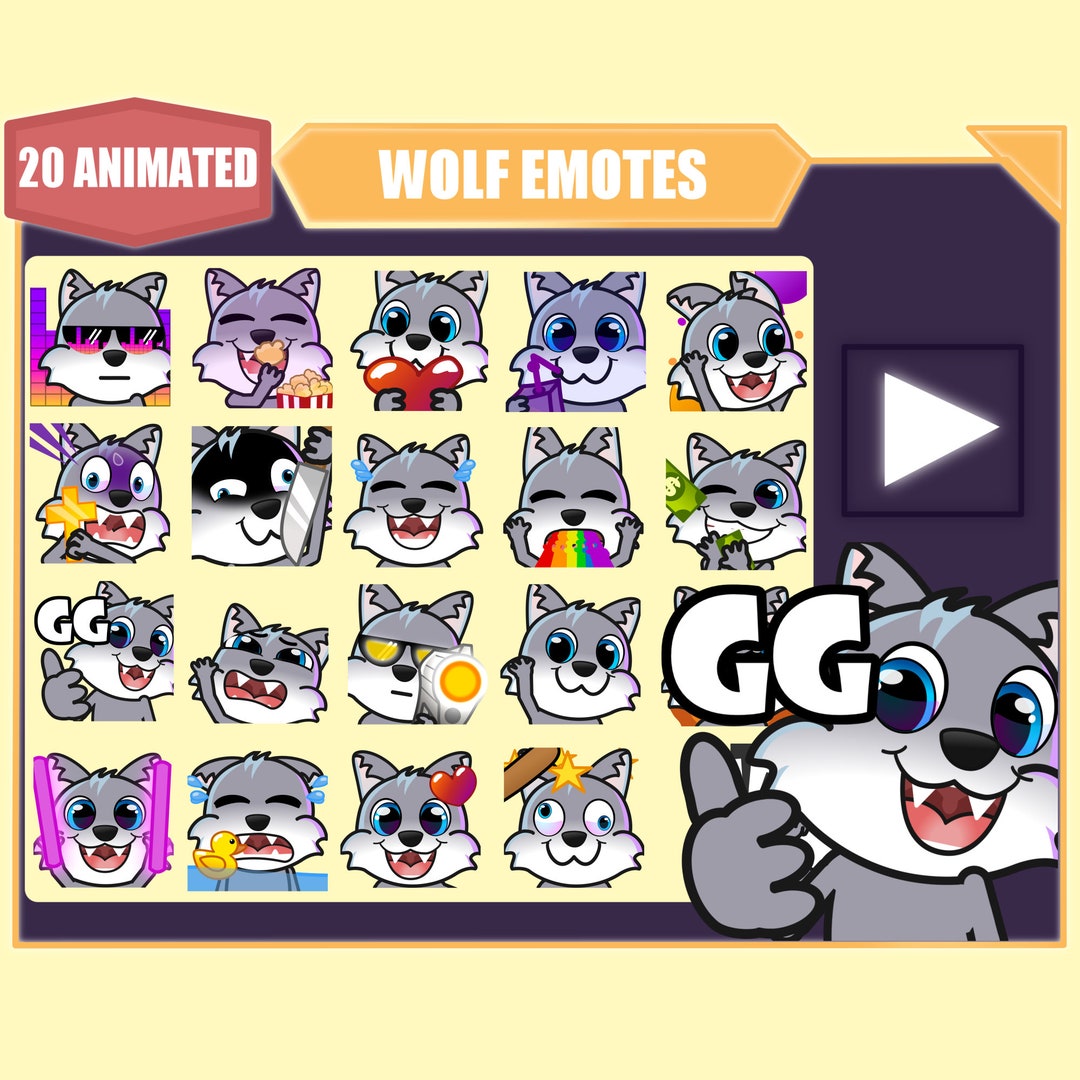 ANIMATED Gray Wolf Emote Bundle for Twitch | Youtube Emotes | Discord ...