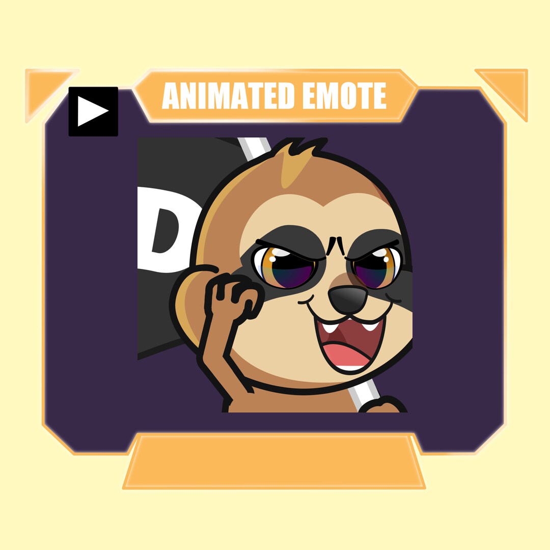 ANIMATED Sloth Raid Emote for Twitch Kick Discord Youtube Stream | Cute ...