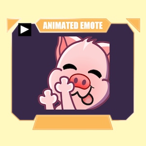ANIMATED Pig Middle Finger Emote for Twitch Kick Discord Youtube Stream ...