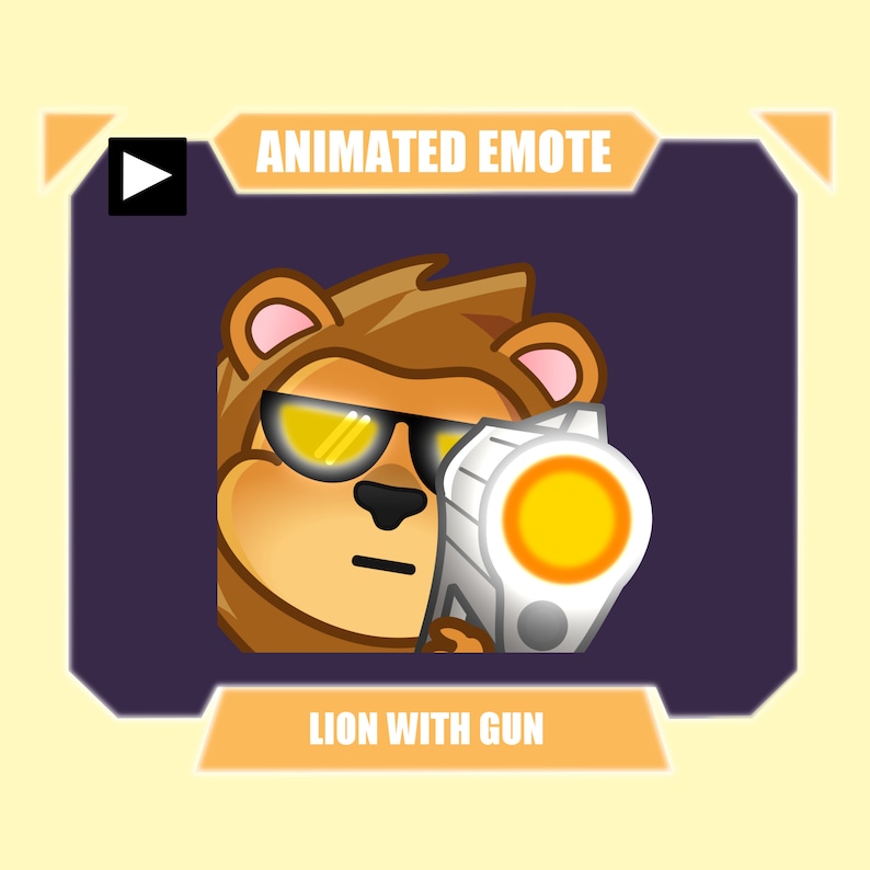 ANIMATED Cool Lion With Gun Emote for Twitch Discord Youtube - Etsy