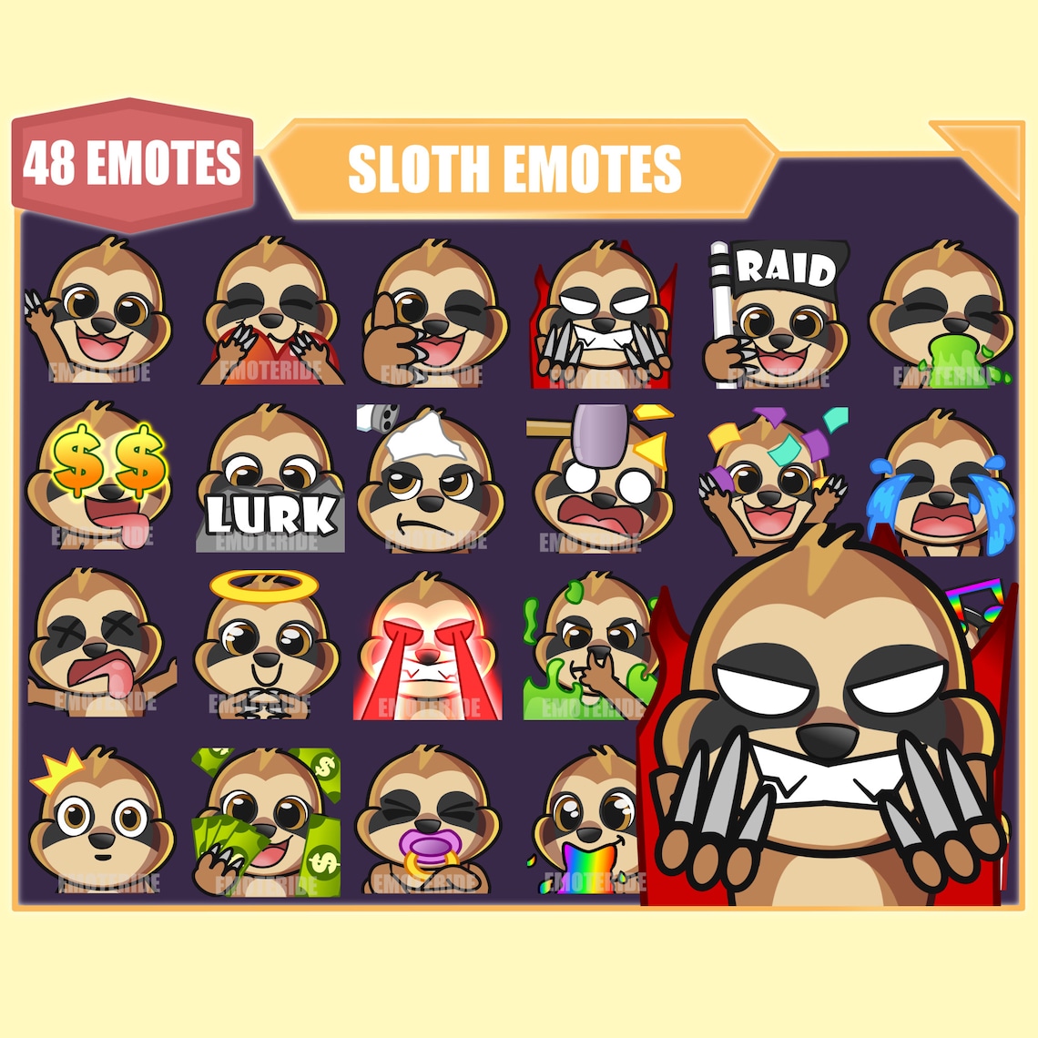 SLOTH Emote Bundle for Twitch | Youtube Emotes | Discord Emotes ...