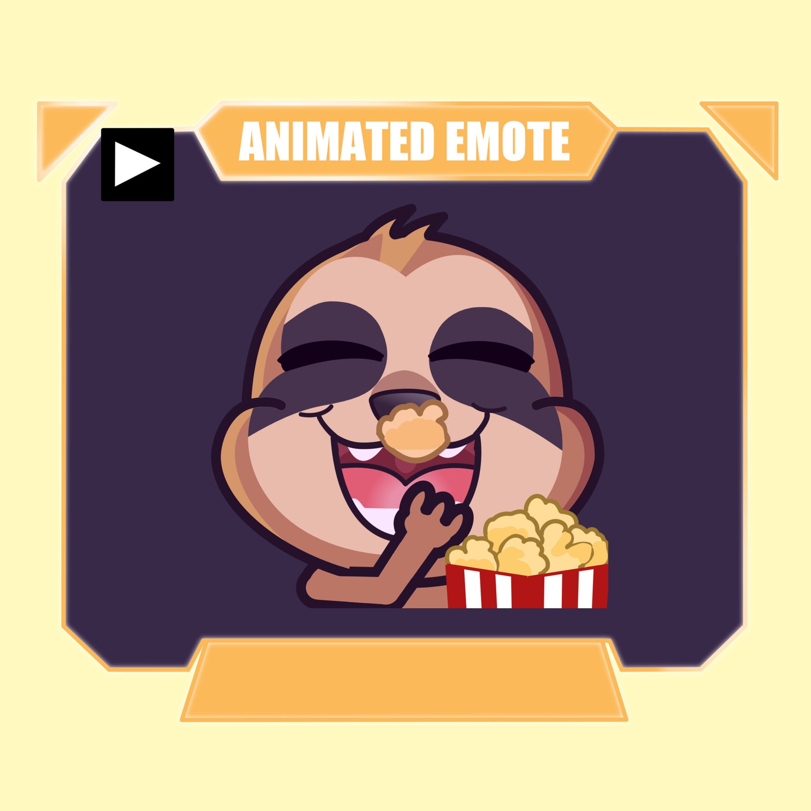 ANIMATED Sloth Eating Popcorn Emote for Twitch Kick Discord Youtube ...