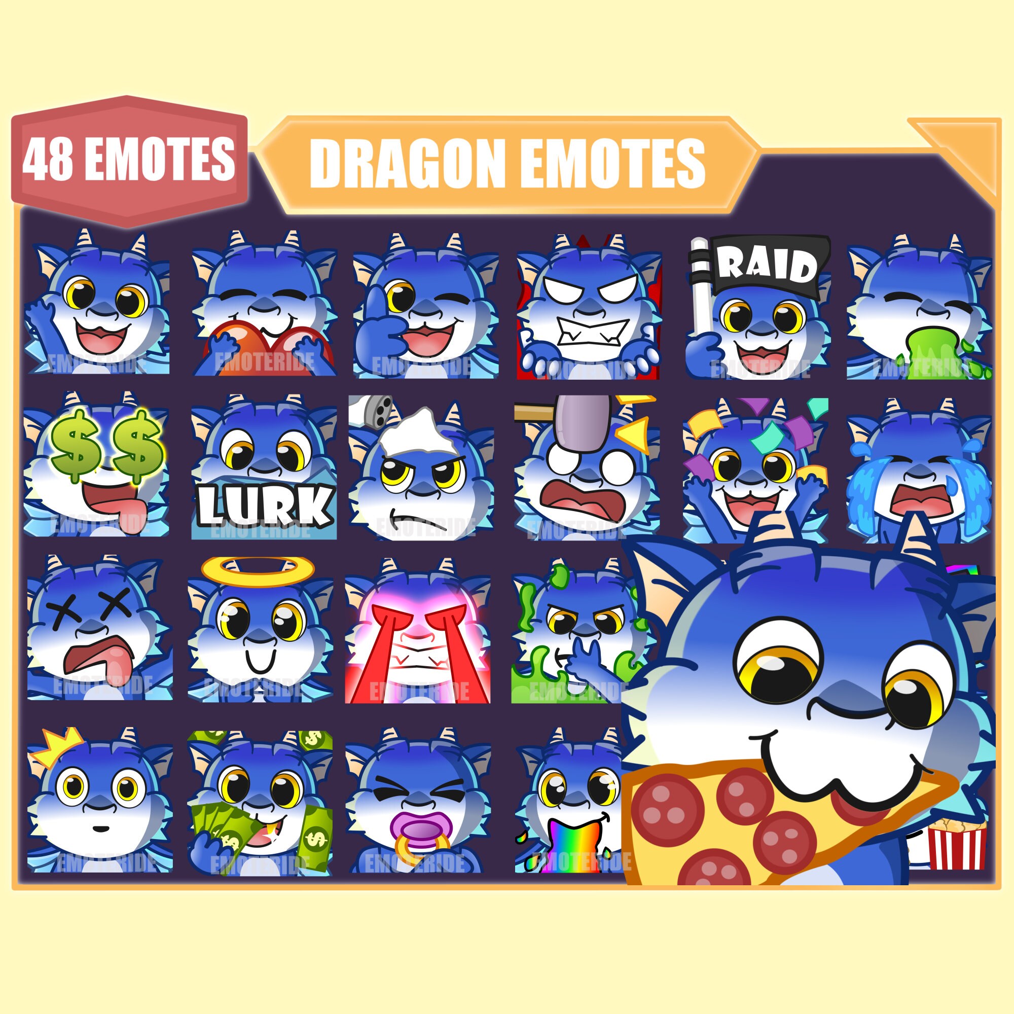 BLUE DRAGON Emote Bundle for Twitch Youtube Emotes Discord Emotes ...