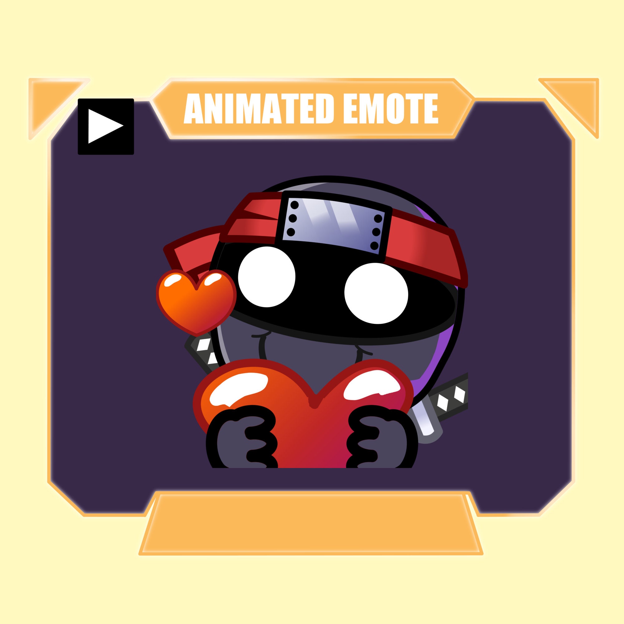 ANIMATED Ninja Holding Heart Emote for Twitch Kick Discord Youtube ...