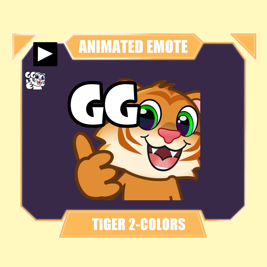 ANIMATED Tiger Gg Emote for Twitch Kick Discord Youtube Streaming | Cute Tiger Thumbs up Gg ...
