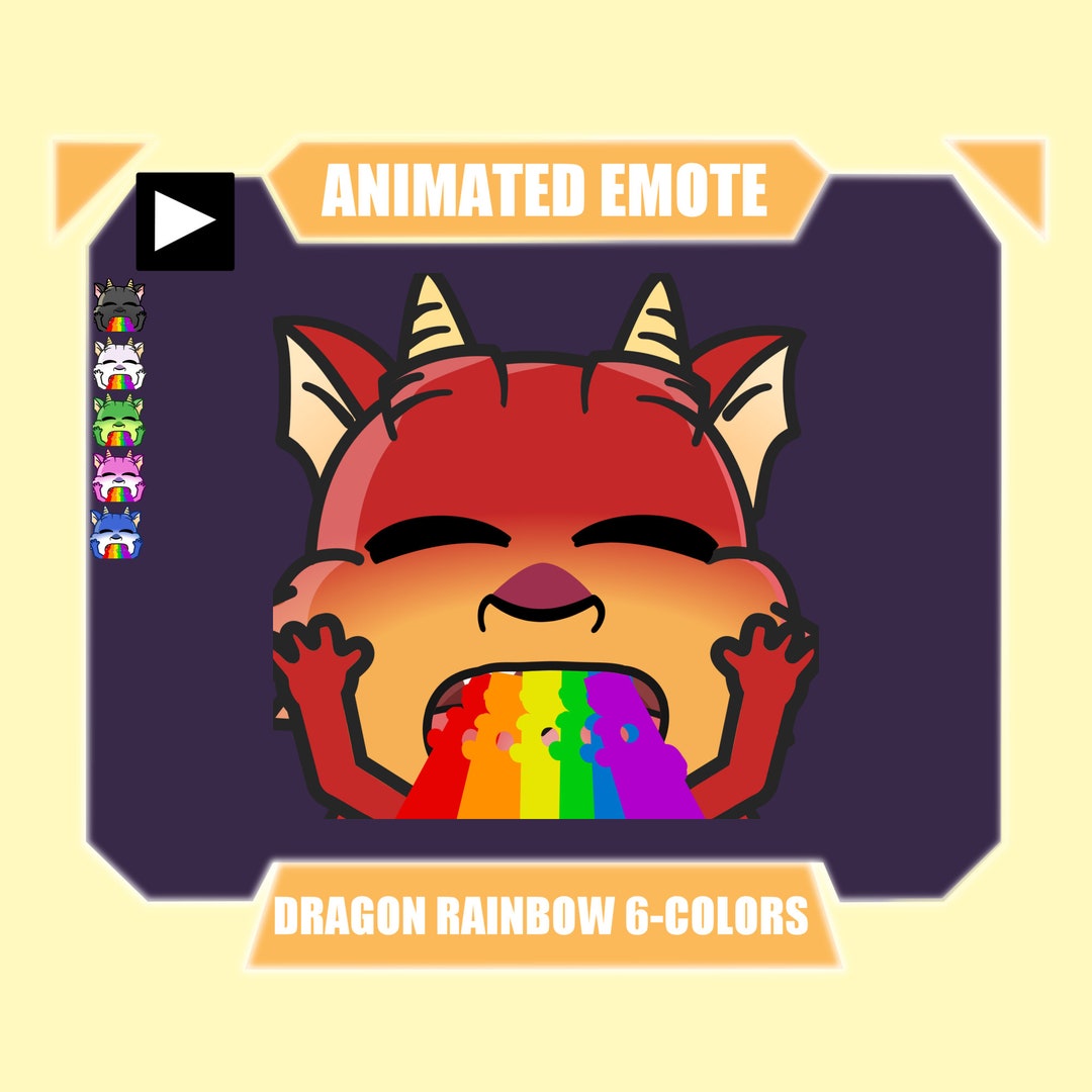 ANIMATED Dragon Rainbow Puke Emote for Twitch Discord Youtube Stream ...