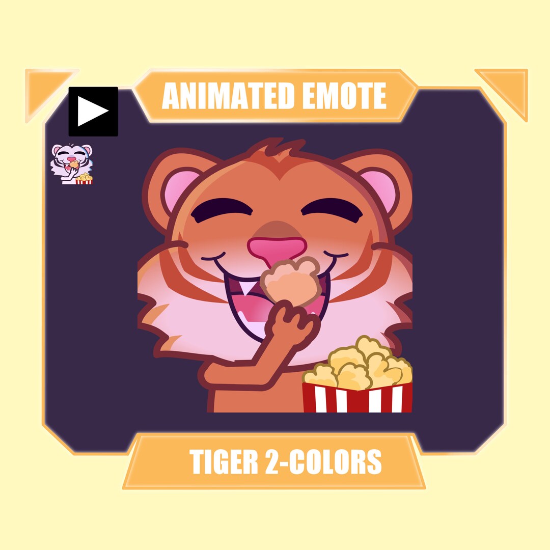 ANIMATED Tiger Eating Popcorn for Twitch Kick Discord Youtube Streaming ...
