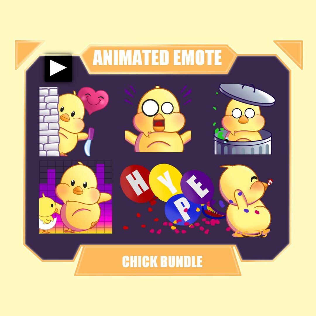 ANIMATED EMOTE BUNDLE Chick Duck Emotes for Twitch Discord Youtube ...
