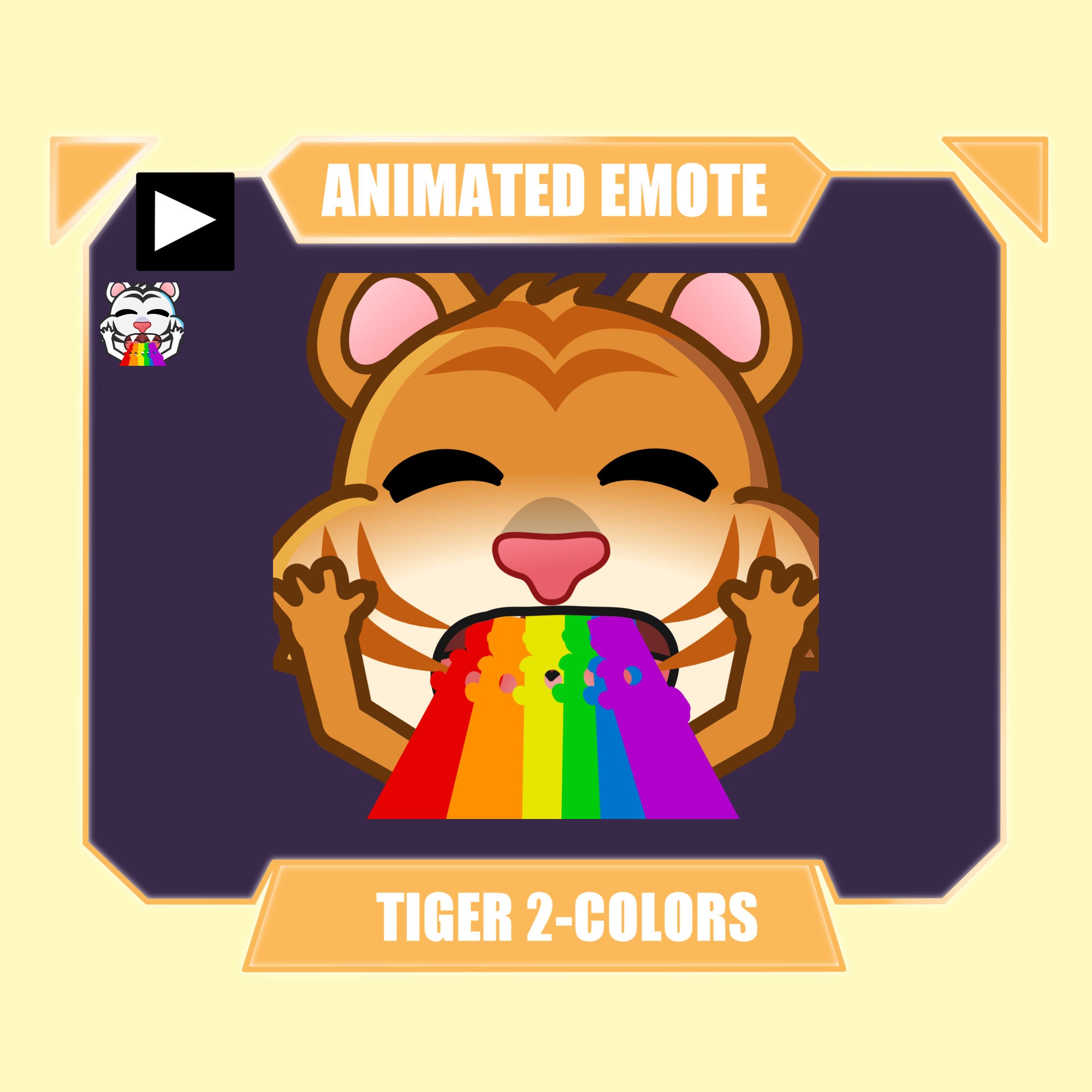 ANIMATED Tiger Puking Rainbow Emote for Twitch Kick Discord Youtube ...