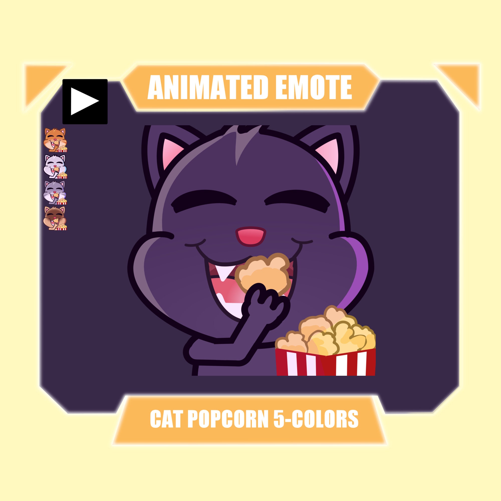 ANIMATED Cat Eating Popcorn Emote for Twitch Discord Youtube - Etsy