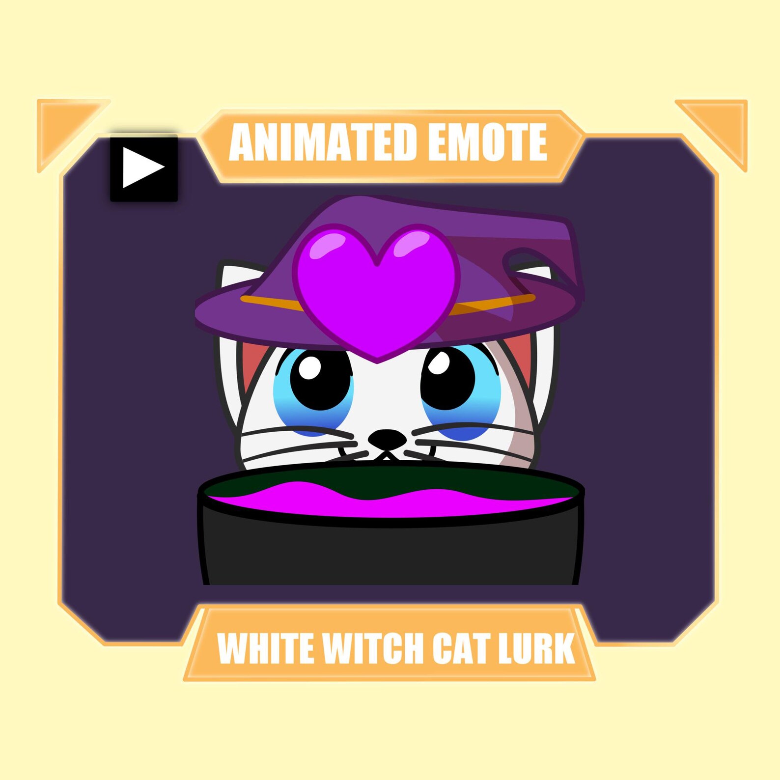 ANIMATED EMOTE White Witch Cat Lurk Emote for Twitch Discord Youtube ...