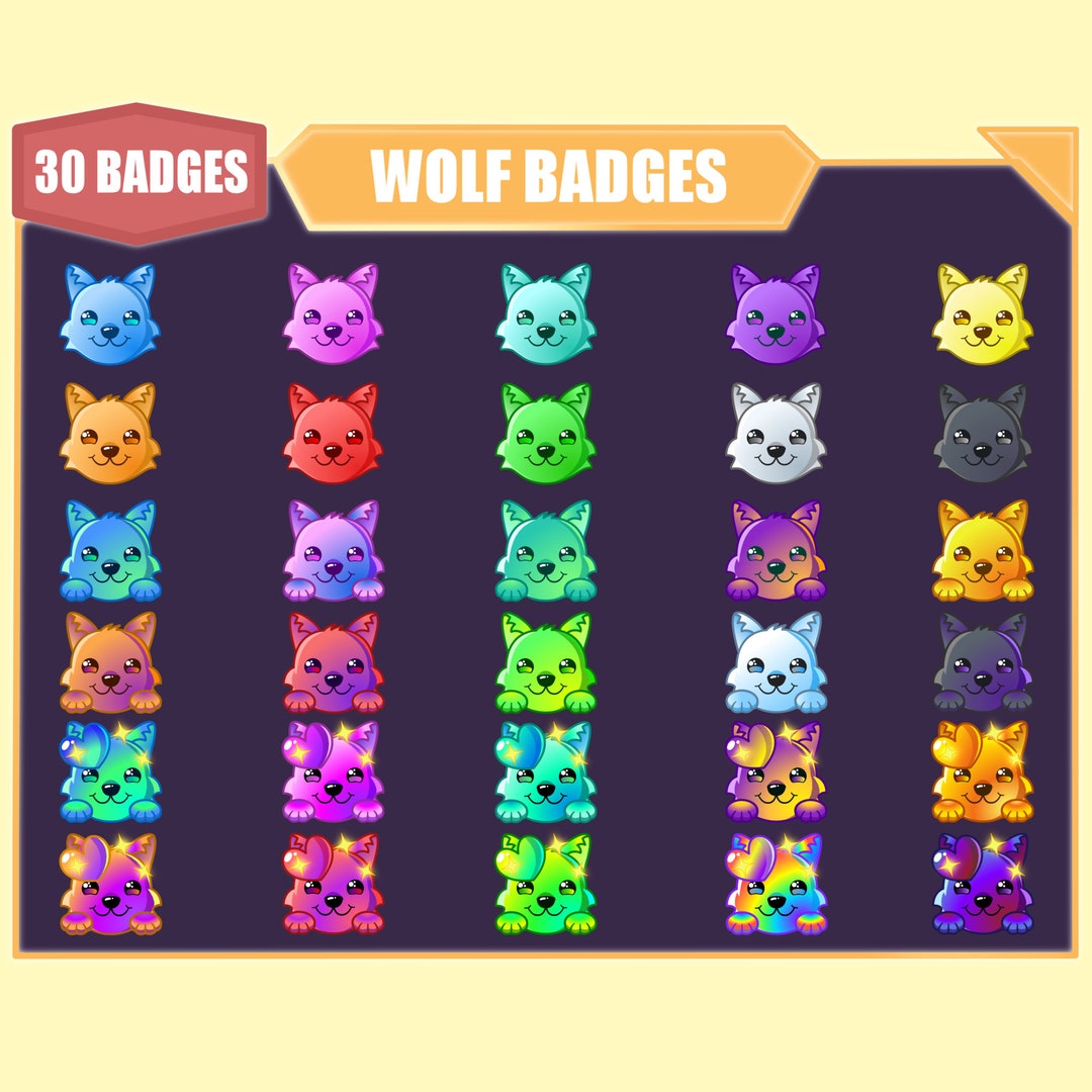 30 Wolf Bit Badges for Twitch | Dog Bit Badges | Cute Wolf Sub Badges ...