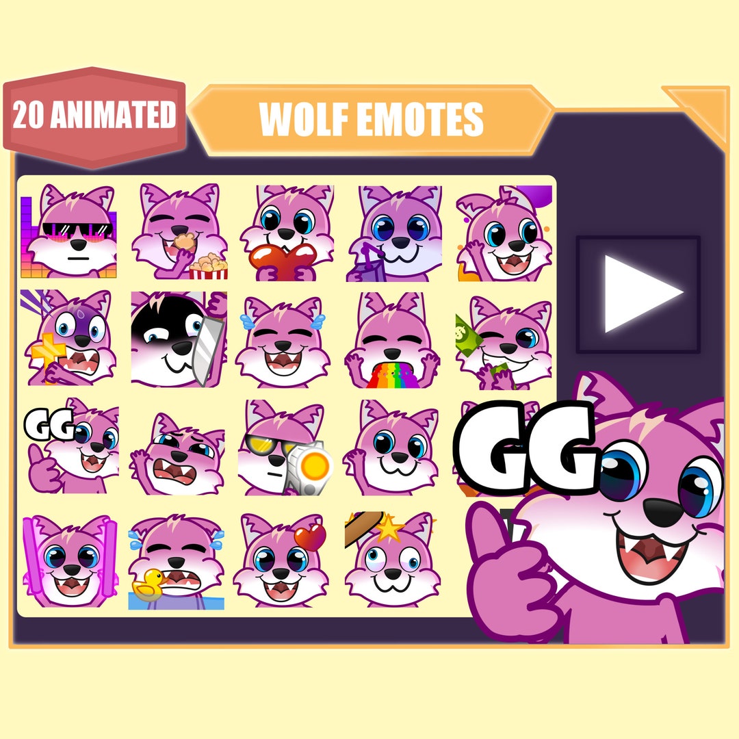ANIMATED Pink Wolf Emote Bundle for Twitch | Youtube Emotes | Discord ...