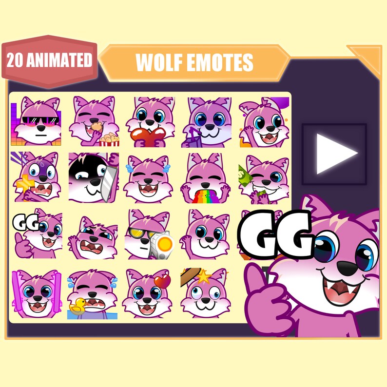 ANIMATED Pink Wolf Emote Bundle for Twitch | Youtube Emotes | Discord ...
