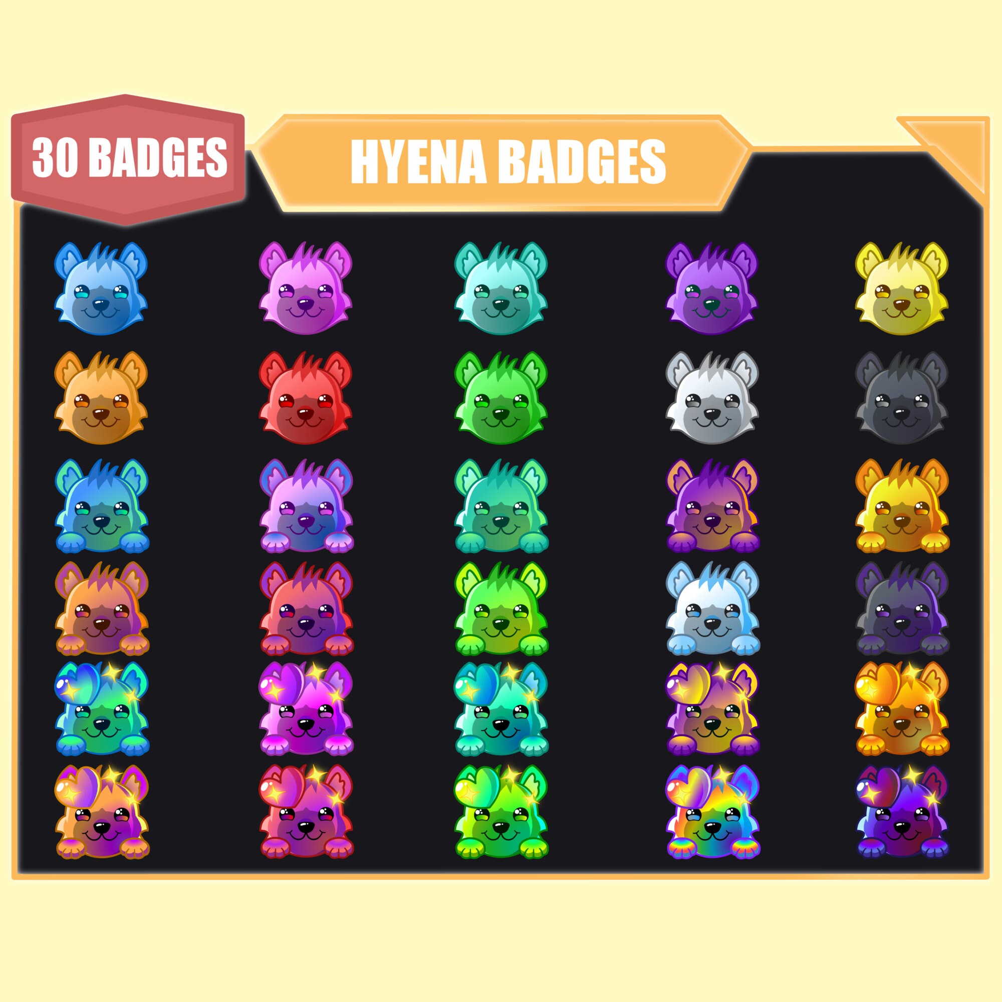 30 Hyena Bit Badges for Twitch Cute Colorful Hyena Sub Badges - Etsy