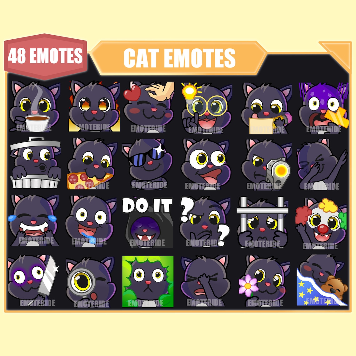 BLACK CAT Emote Bundle for Twitch | Youtube Emotes | Discord Emotes ...