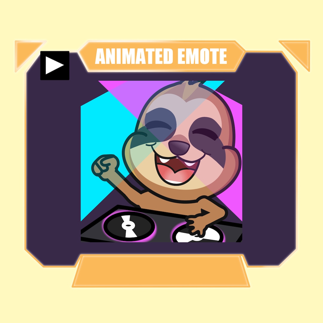 ANIMATED Sloth DJ Play Music Emote for Twitch Kick Discord Youtube ...