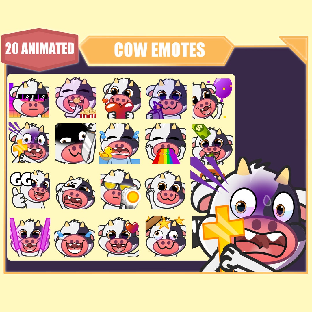 ANIMATED Black Cow Emote Bundle for Twitch | Youtube Emotes | Discord ...