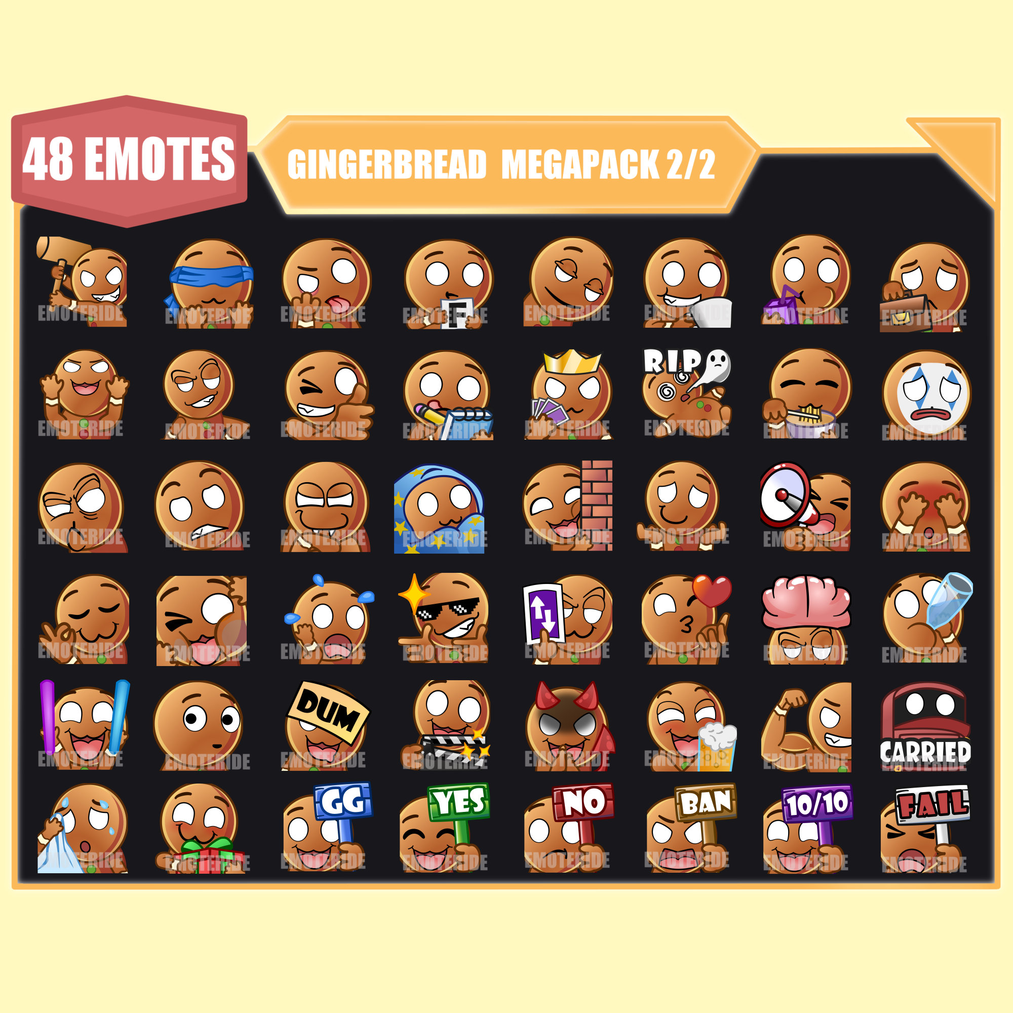 GINGERBREAD Emote Bundle 2 for Twitch Kick Emotes youtube Emotes ...
