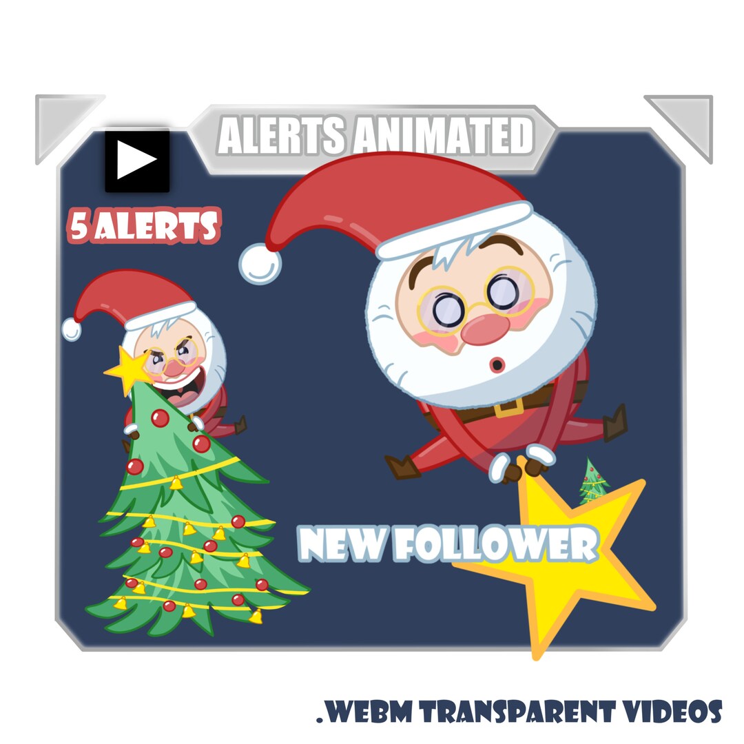 Animated Christmas Alerts for Twitch | Cute Crazy Santa Claus Alerts ...