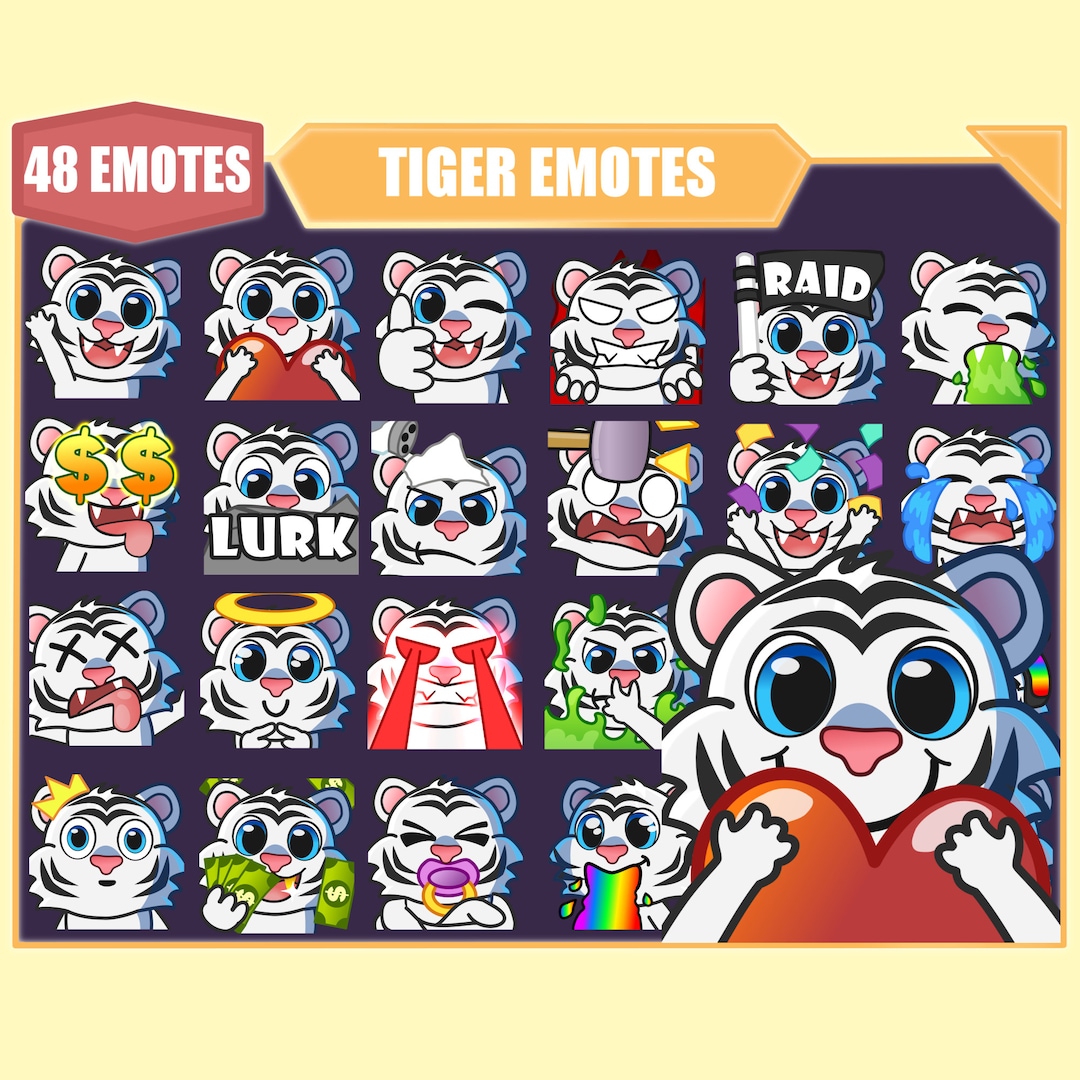 WHITE TIGER Emote Bundle for Twitch | Youtube Emotes | Discord Emotes ...
