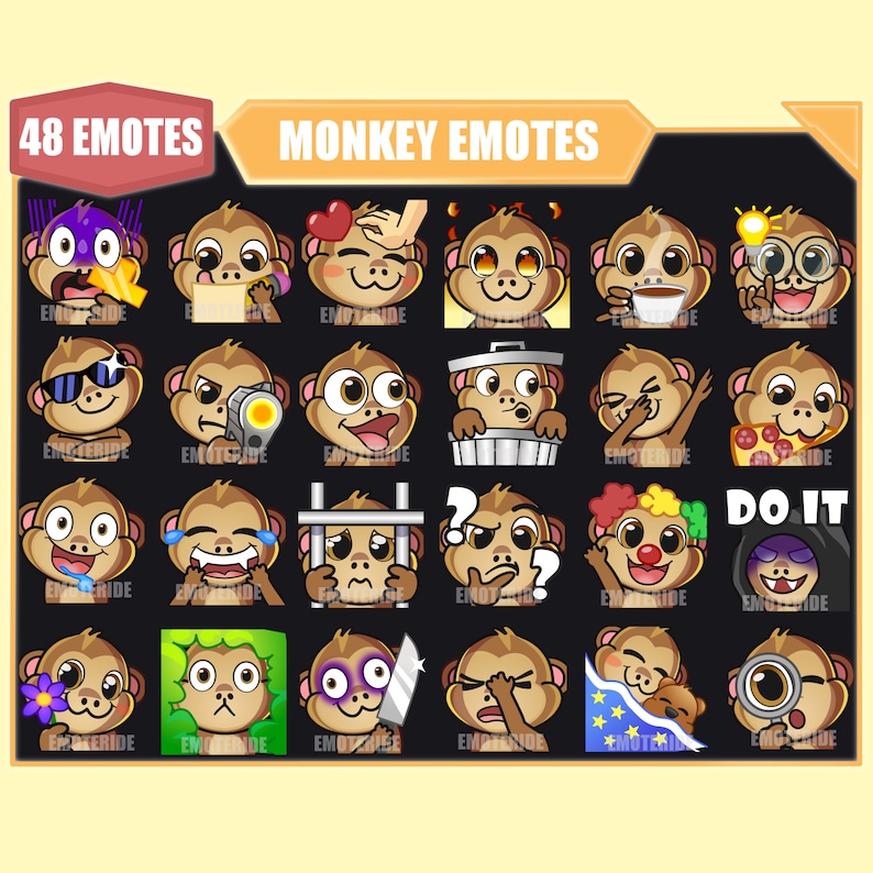 MONKEY Emote Bundle for Twitch Youtube Emotes Discord - Etsy