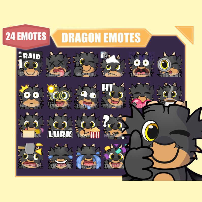 BLACK DRAGON Emote Bundle for Twitch Youtube Emotes Discord Emotes ...