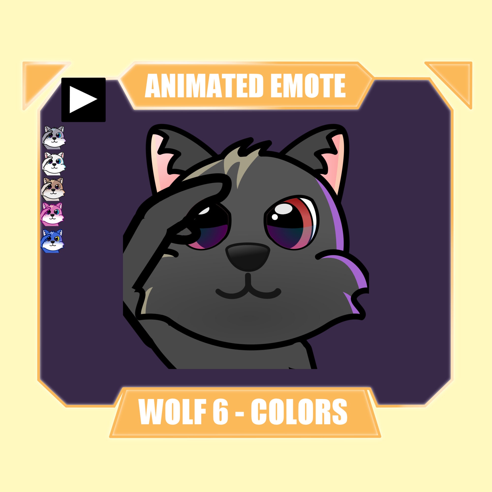 ANIMATED Wolf Salute Emote for Twitch Kick Discord Youtube Stream Cute ...