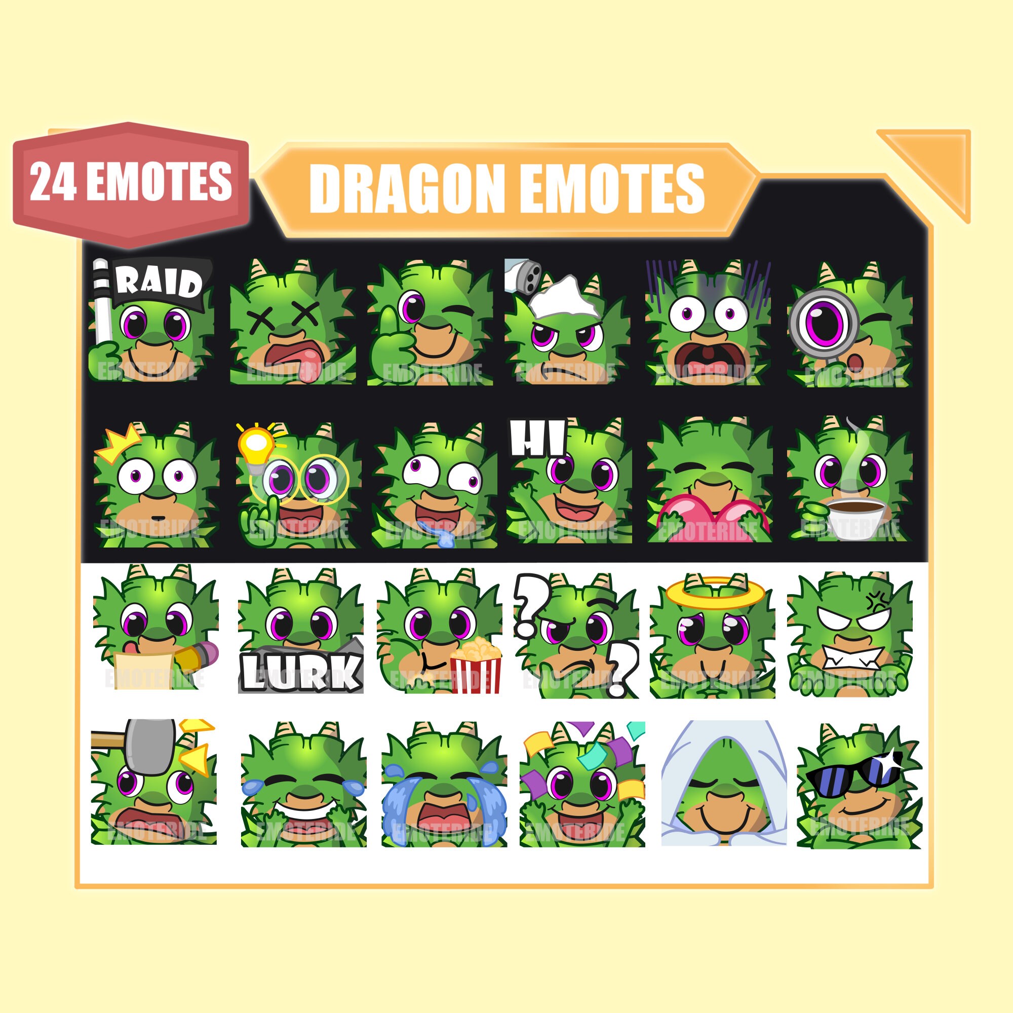 GREEN DRAGON Emote Bundle for Twitch Youtube Emotes Discord Emotes ...