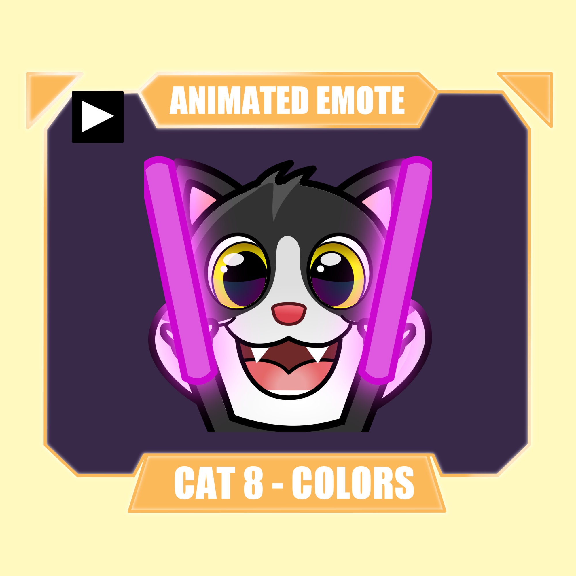 ANIMATED Cat Rave Emote for Twitch Kick Discord Youtube Streaming Cute ...