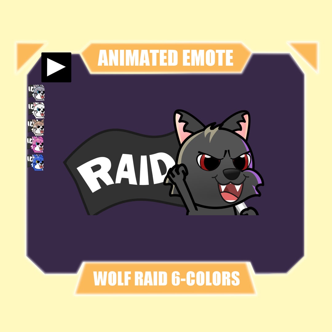 ANIMATED Wolf Raid Emote for Twitch Discord Youtube Streaming | Cute Wolf Running With Raid Flag ...