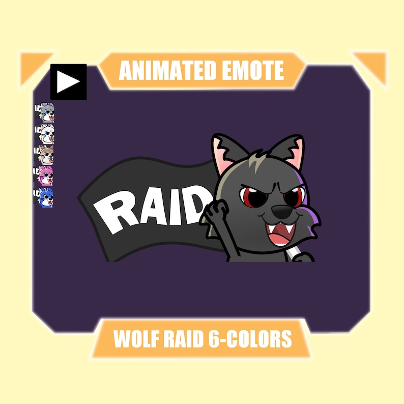 ANIMATED Wolf Raid Emote for Twitch Discord Youtube Streaming Cute Wolf ...