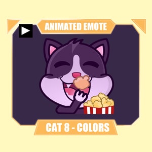 ANIMATED Cat Eating Popcorn Emote for Twitch Kick Discord Youtube ...