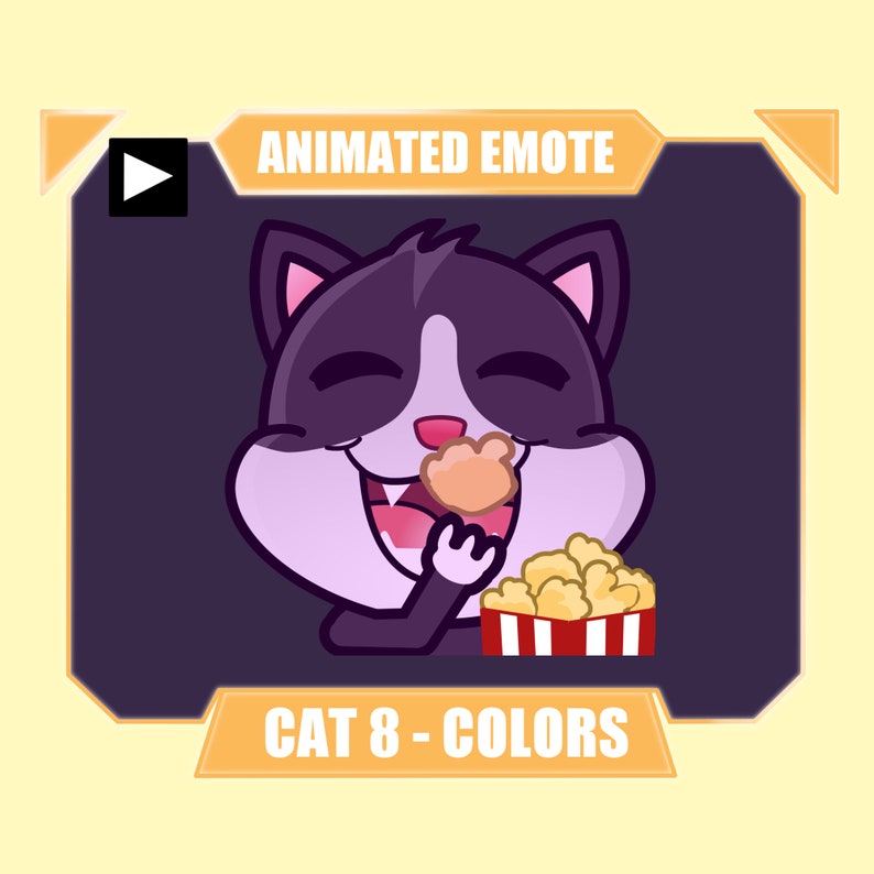 ANIMATED Cat Eating Popcorn Emote for Twitch Kick Discord Youtube ...