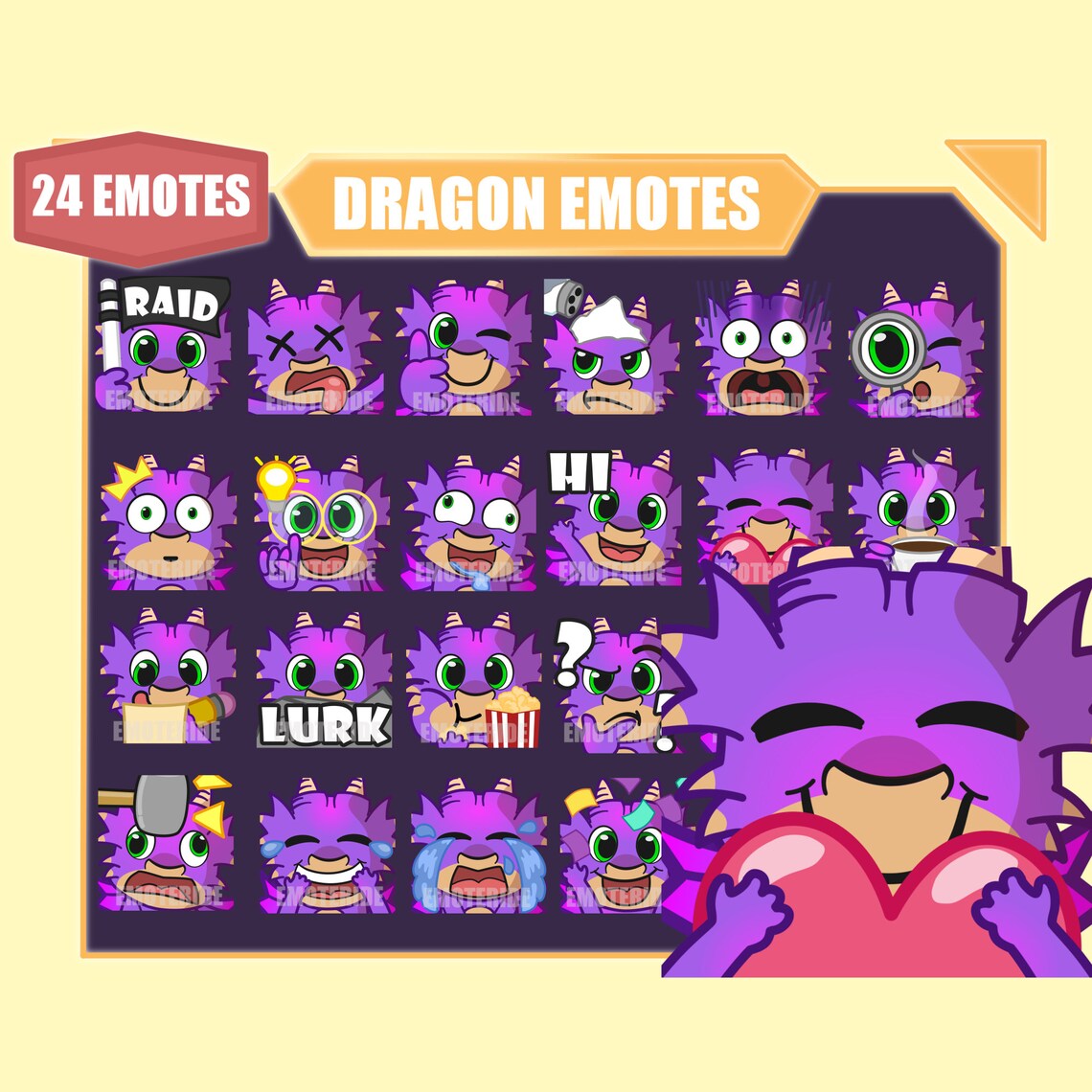 PURPLE DRAGON Twitch Emote Bundle Youtube Emotes Discord Emotes ...
