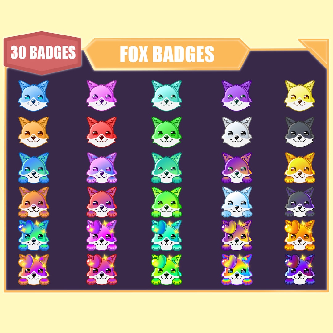 30 Fox Bit Badges for Twitch | Magical Fox Bit Badges | Cute Fox Sub Badges - Etsy