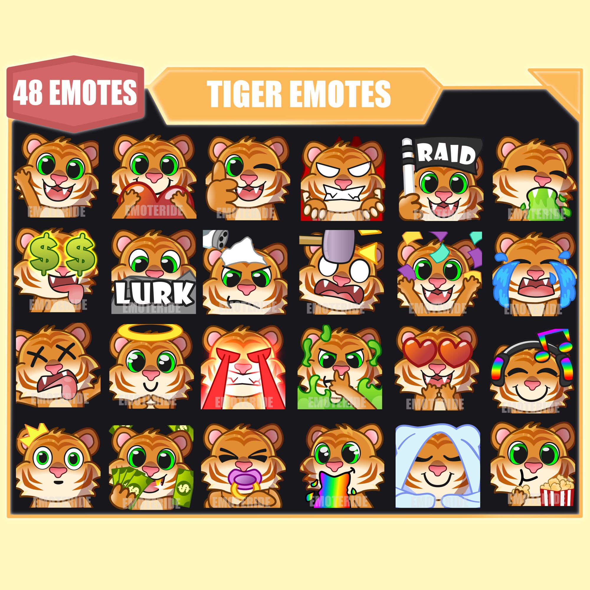 TIGER Emote Bundle for Twitch Youtube Emotes Discord Emotes Streamer ...