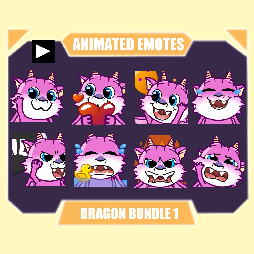 PINK DRAGON ANIMATED Emote Pack for Twitch Youtube Emotes Discord ...