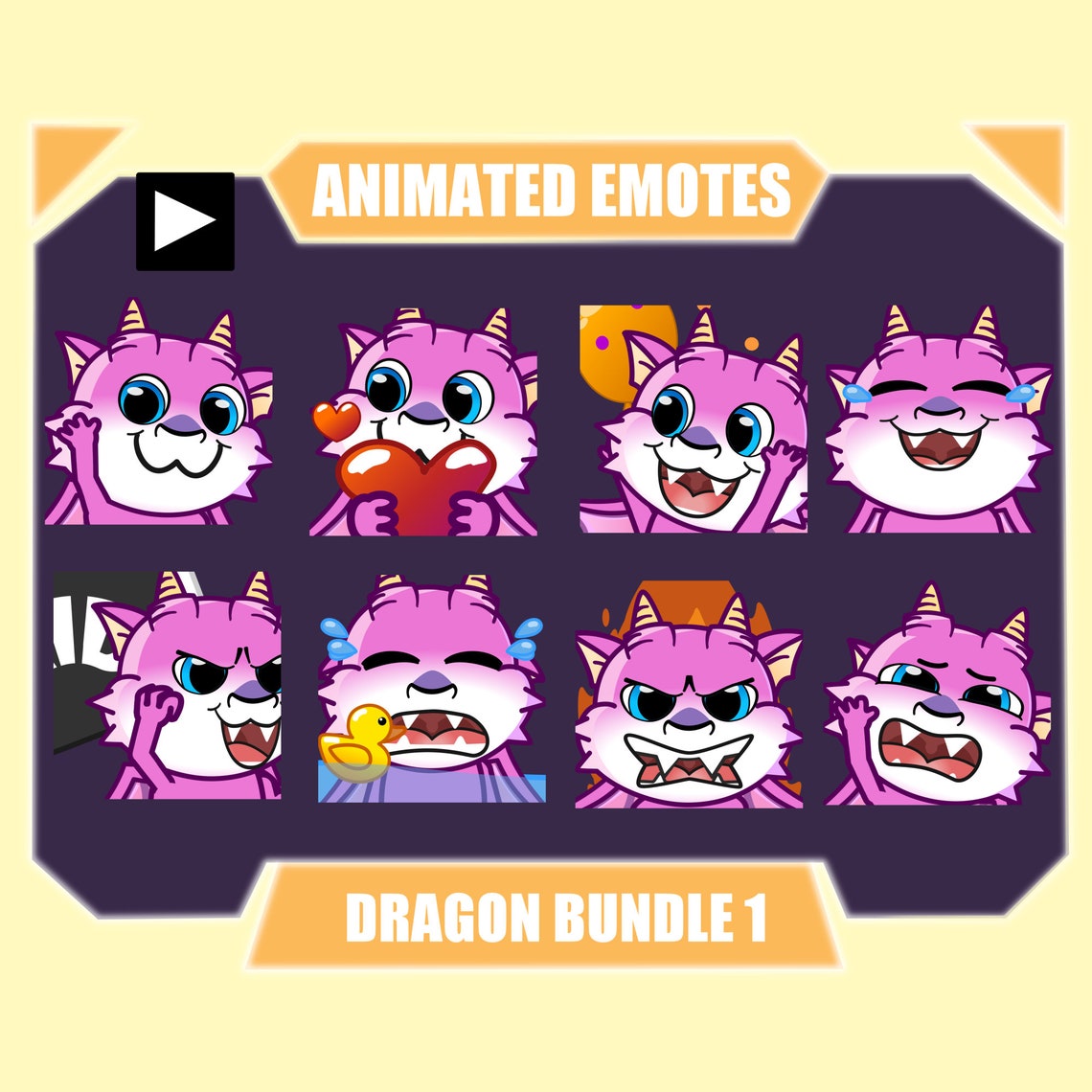 PINK DRAGON ANIMATED Emote Pack for Twitch Youtube Emotes Discord ...