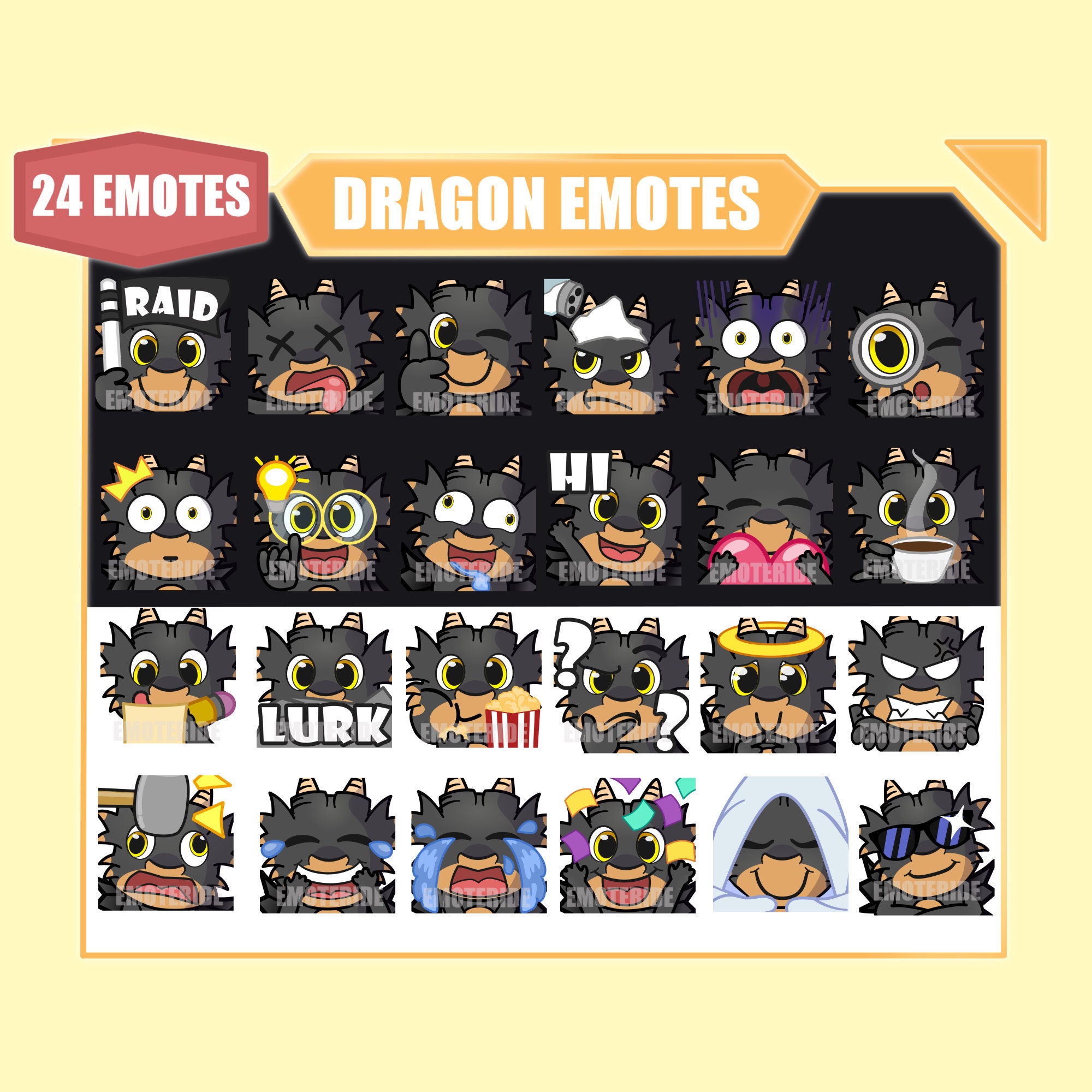 BLACK DRAGON Emote Bundle for Twitch | Youtube Emotes | Discord Emotes ...