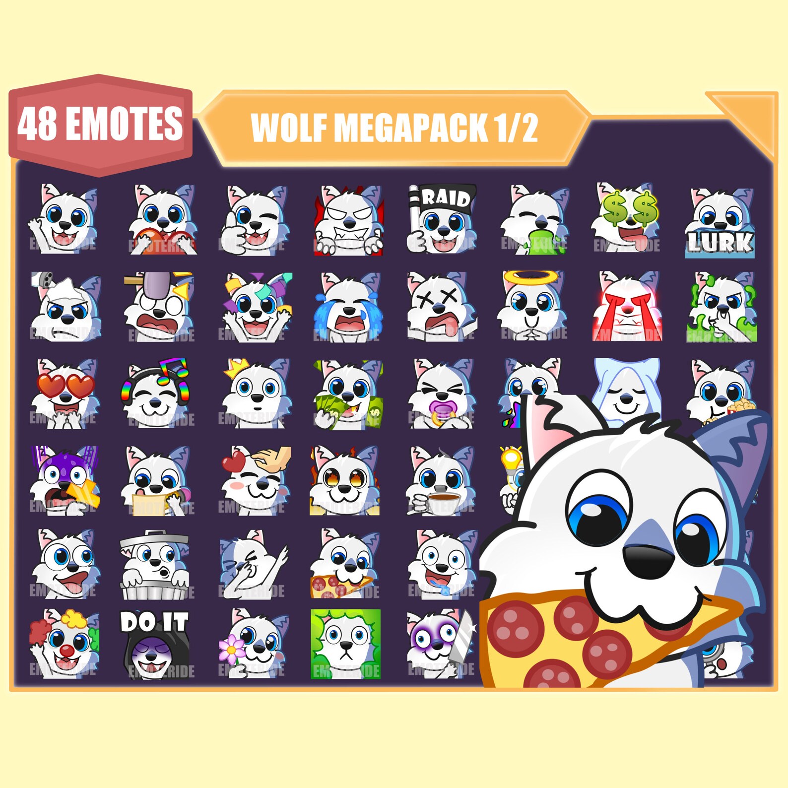 WHITE WOLF Emote Bundle for Twitch Youtube Emotes Discord Emotes ...