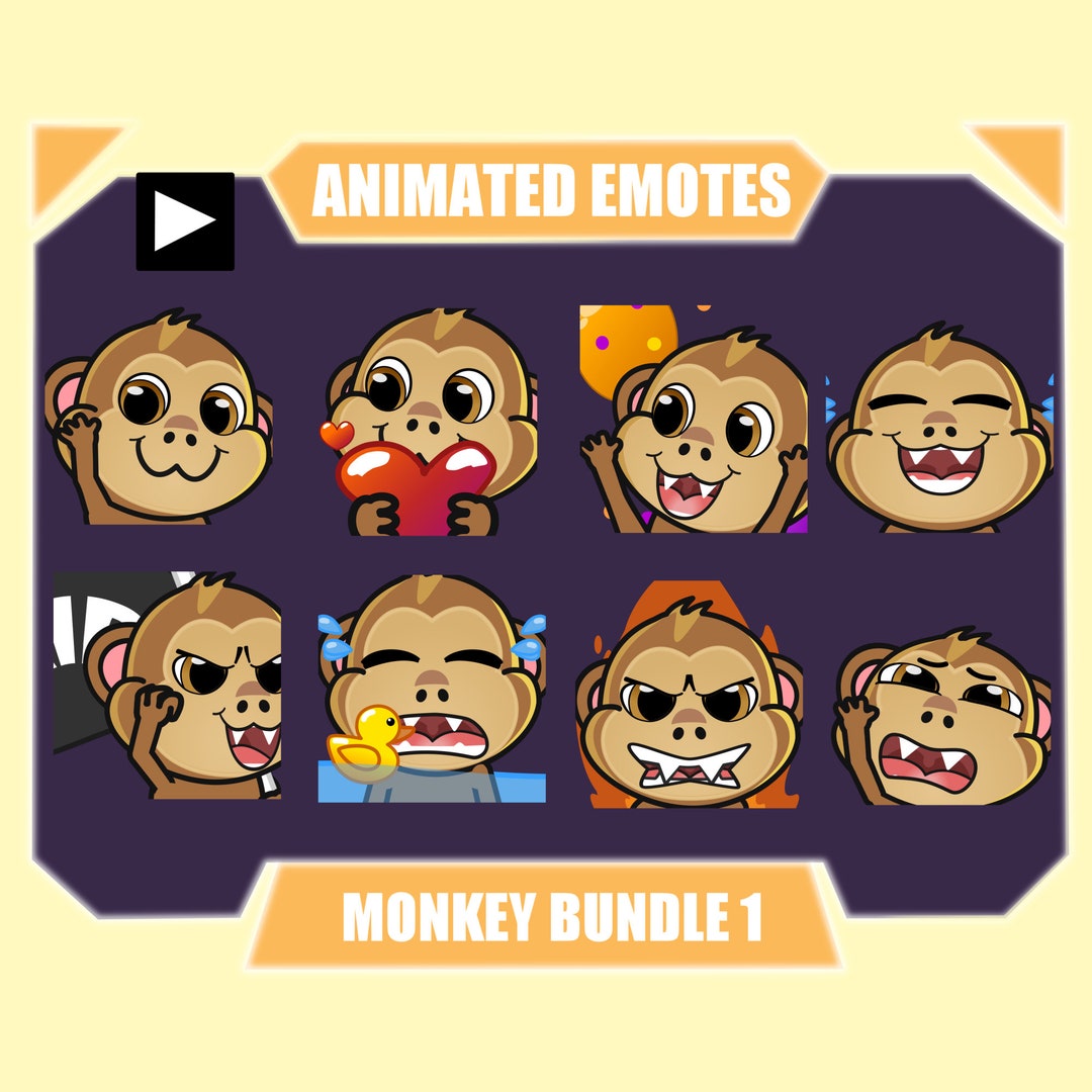 MONKEY ANIMATED Emote Pack for Twitch | Youtube Emotes | Discord Emotes ...