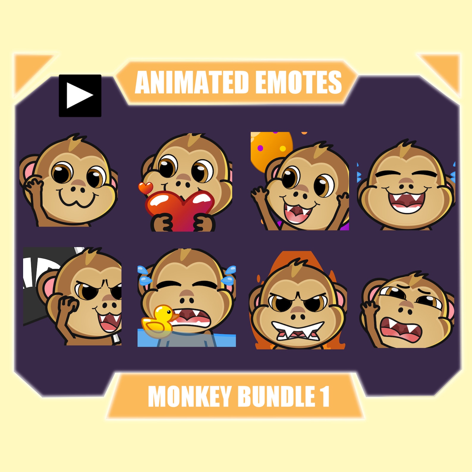 MONKEY ANIMATED Emote Pack for Twitch Youtube Emotes Discord Emotes ...