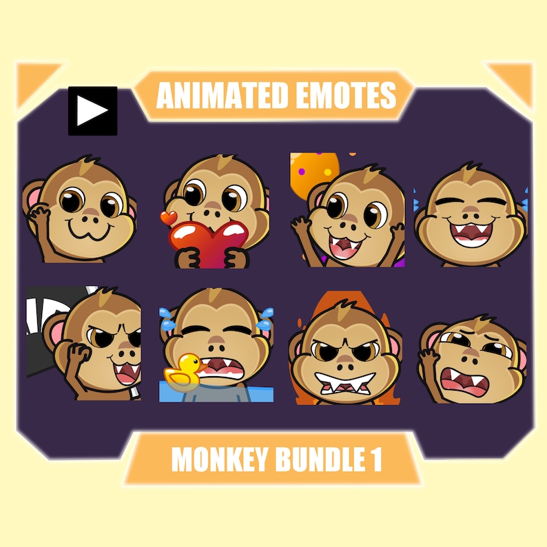 MONKEY ANIMATED Emote Pack for Twitch Youtube Emotes Discord Emotes ...