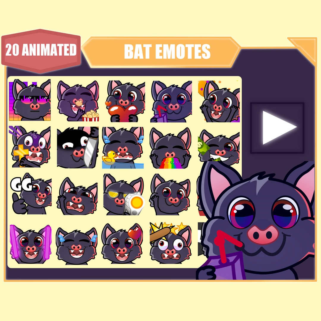 ANIMATED Black Bat Emote Bundle for Twitch | Youtube Emotes | Discord ...