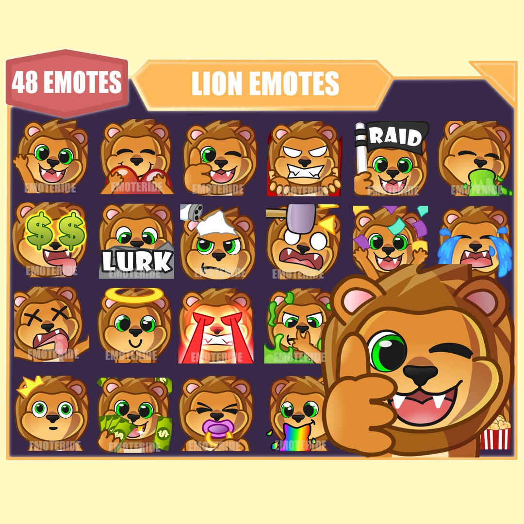 LION Emote Bundle for Twitch | Youtube Emotes | Discord Emotes ...