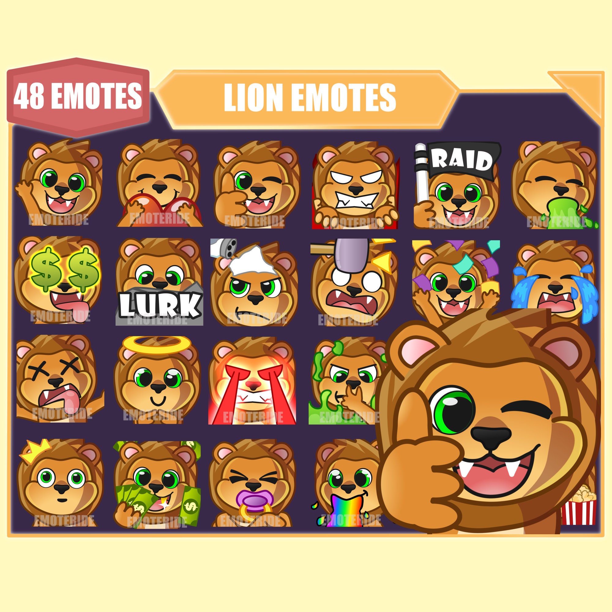 LION Emote Bundle for Twitch | Youtube Emotes | Discord Emotes ...
